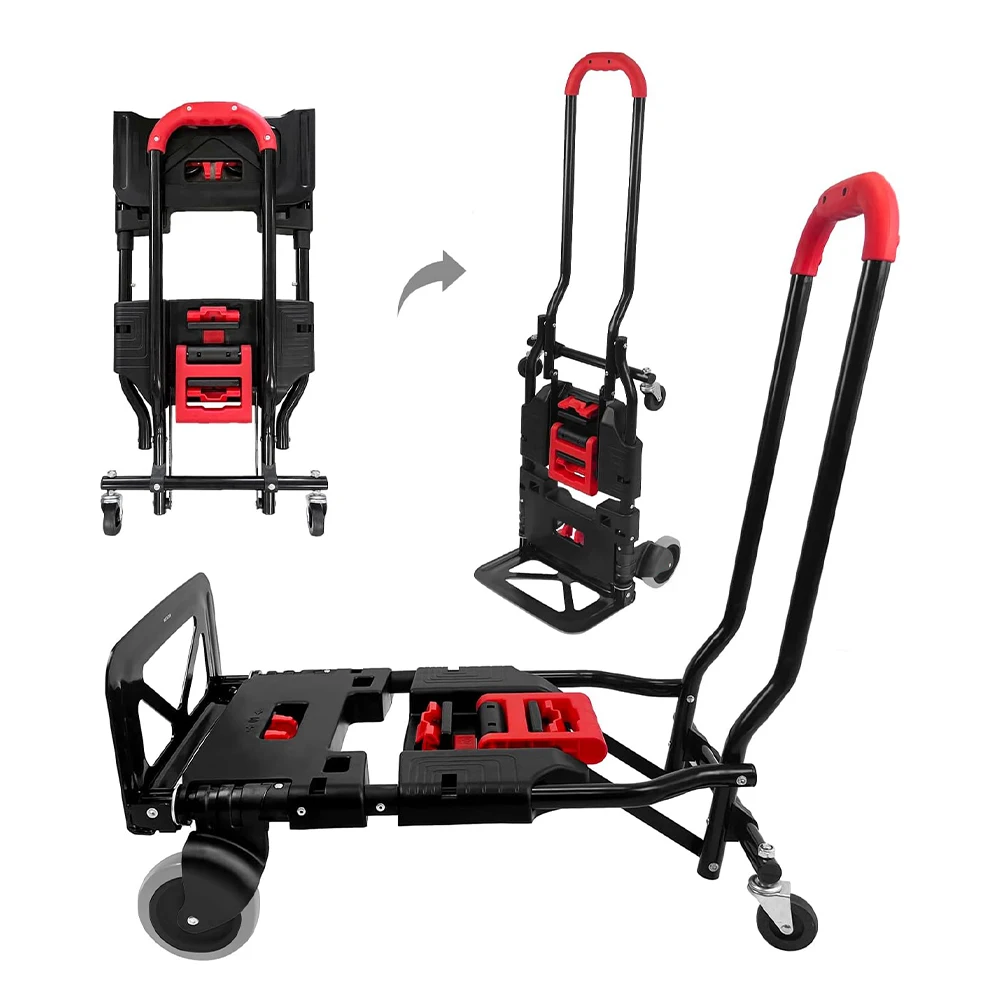 Folding Hand Truck Portable Dolly Cart With Rubber Wheels And ...