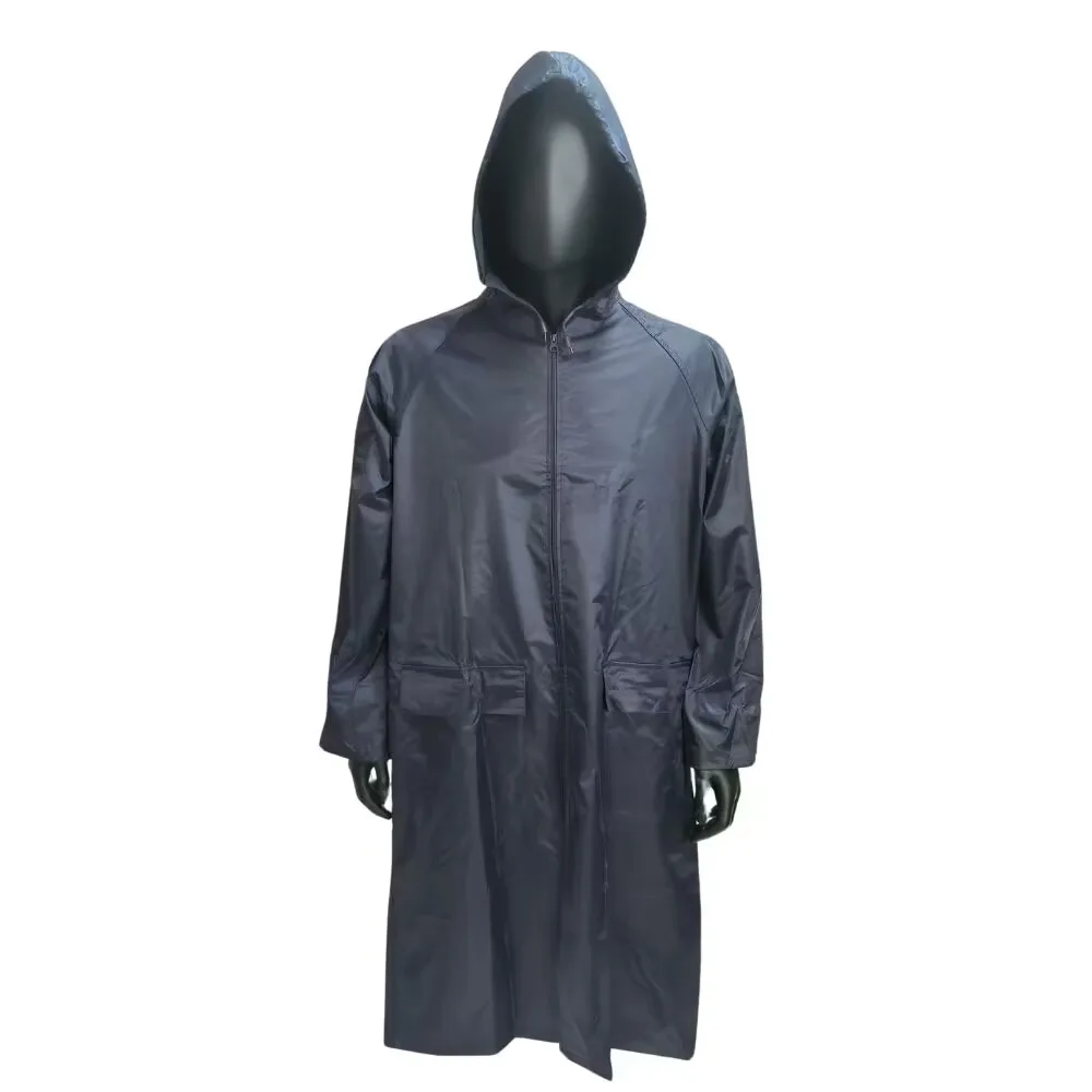 0.12mm Thickness Peva Rain Jacket Hoodie Buttons Front Long Sleeve Rain Coat Outdoor Portable ...