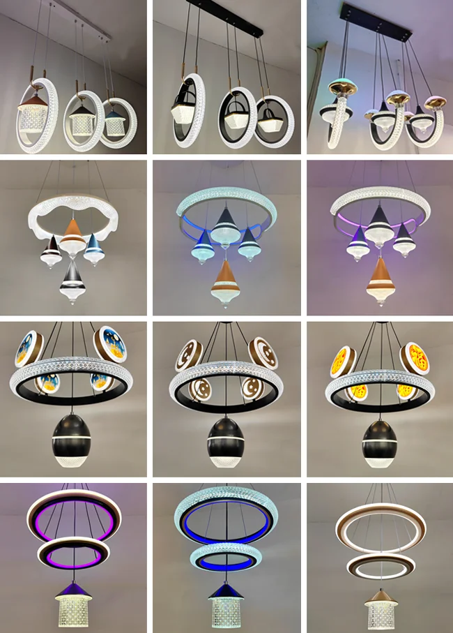 Simple Living Room Decorative LED Hanging Pendant Lights Acrylic Circle ...