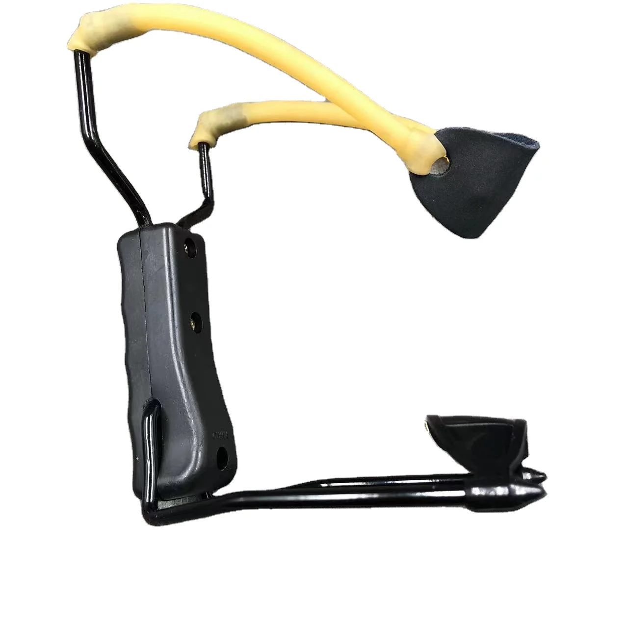 Outdoor Hunting Slingshot Single Band Folding Molded Grip Leather Pouch ...