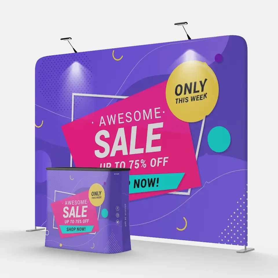 10x 20ft Tension Fabric Backdrop Aluminum Frame Easy Setup Advertising ...