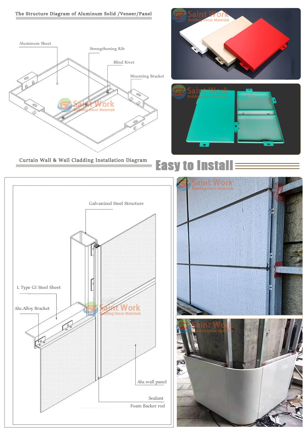 Wood Grain Curtain Walls Aluminium Cladding Panels For Office Buildings ...