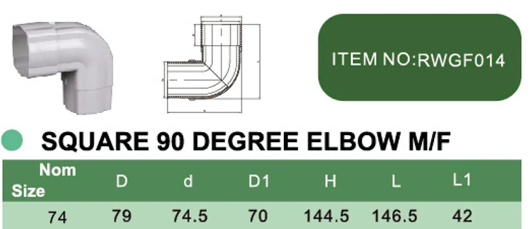 ERA plastic gutters PVC Rainwater Gutters and Fittings Square 90 Degree ...