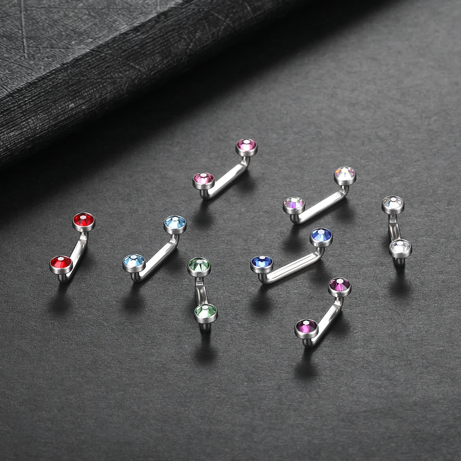 Implant Grade Titanium Internally Thread Crystal Gem Surface Barbell ...