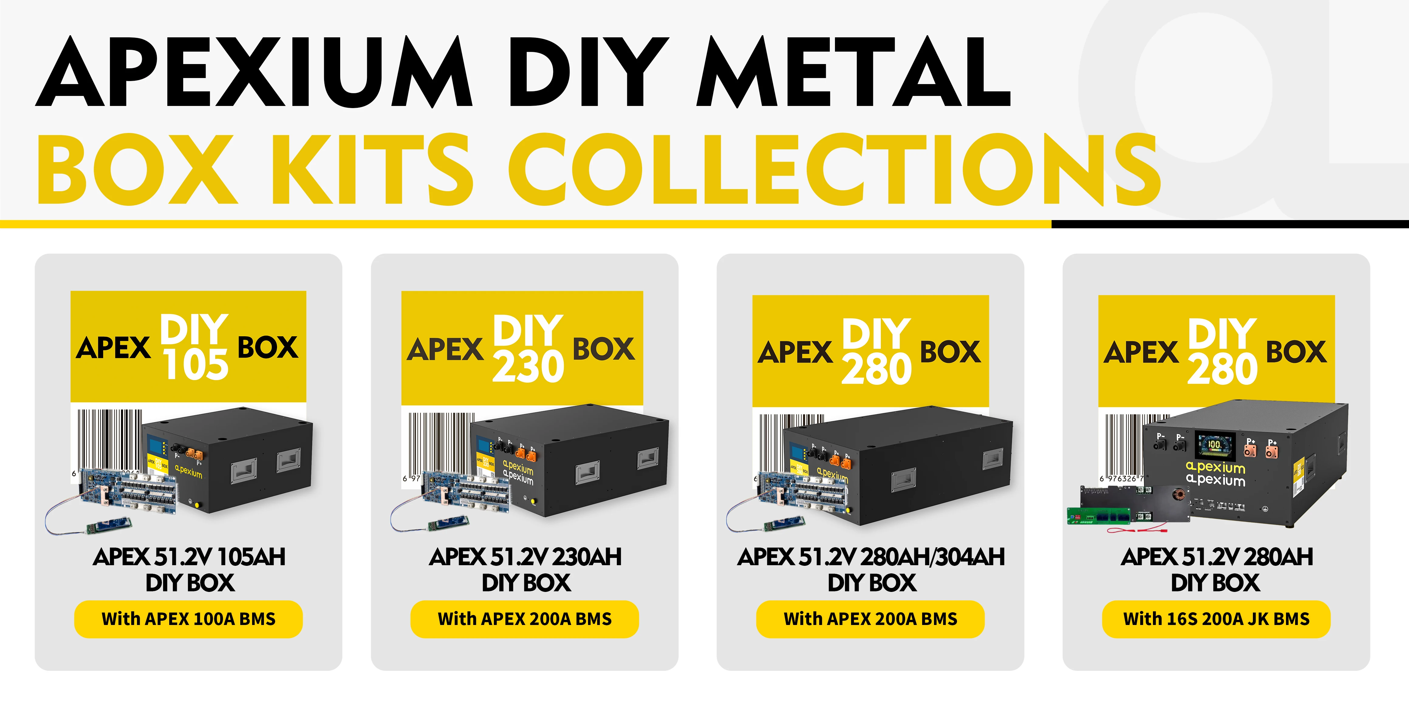 Brand New Standing Apexium 14.3kwh Battery Box 16s 51.2v 280ah Diy Kit ...