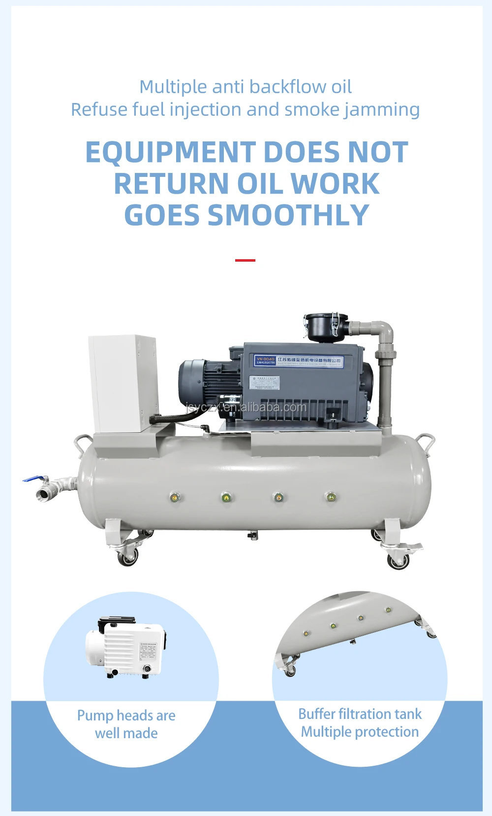 40m3/H -100KPa 380V 1500W Rotary Vane Vacuum Pump Set Air Compressor ...