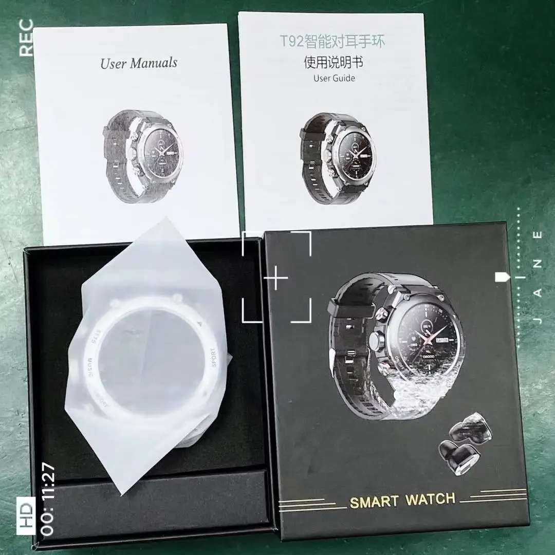 T92 Smart Watches Sport Watch 2 In 1 Earbuds Watches Earbud & In-ear ...