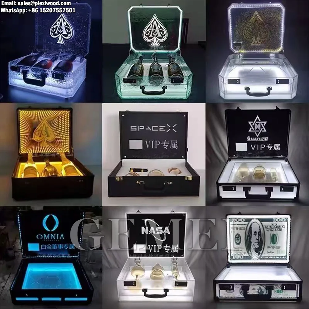 Gemei Laser Cut Sign Led Champagne Bottle Briefcase Vip Service ...