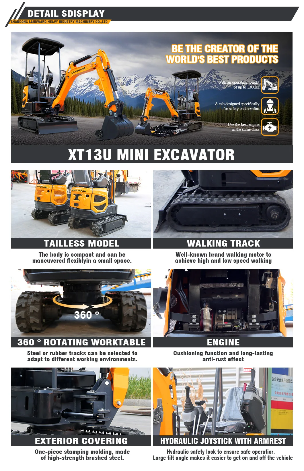 Free Shipping Landward 1.5 Ton Mini Excavator XT13U - Hydraulic Crawler ...