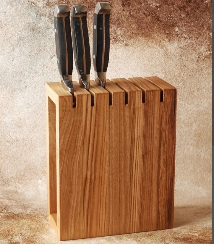 Oak Wood Knife Block Custom Knife Holder Rustic Knife Set Stand For ...