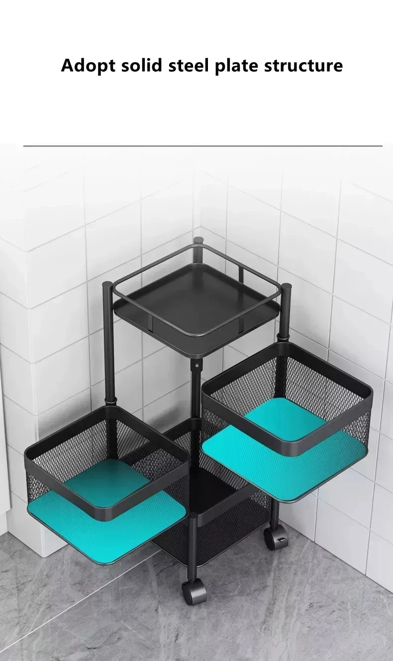 Household Storage Helper Square Rotating Rack 2-5 Layers Kitchen ...