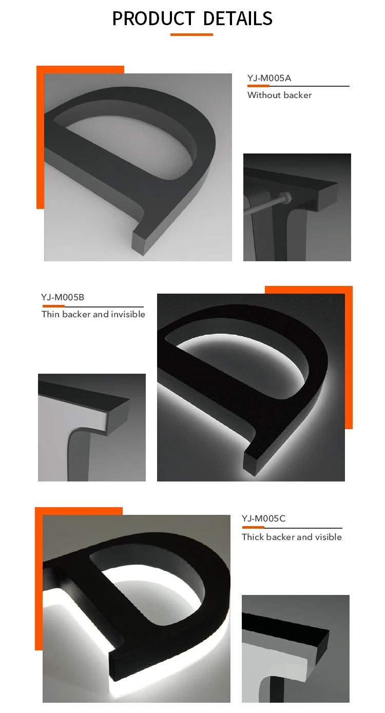 Outdoor Led Illuminated Channel Letters 3D Luminous LED Metal Backlit ...