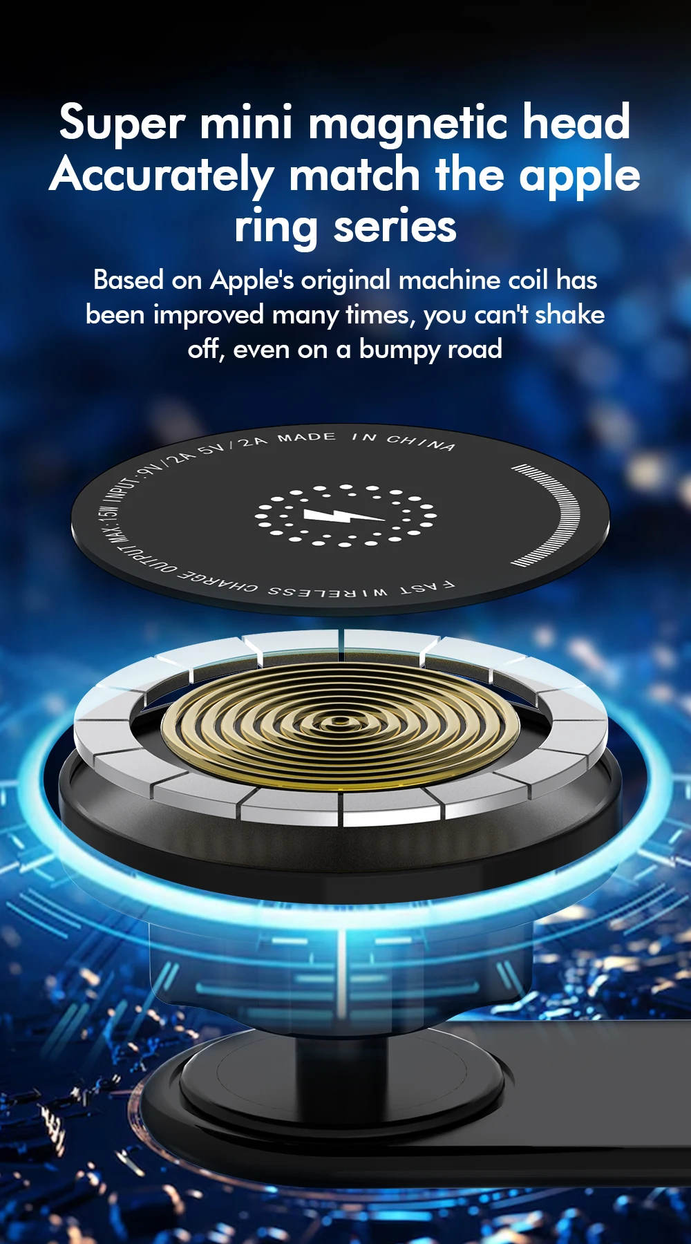 Magnet Smart Mobile Phone Stands Mount 15W Fast Charging