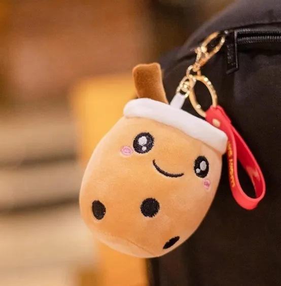 Botu Kawaii Boba Milk Tea Bubble Keychain Plush Toys Stuffed Pendant ...