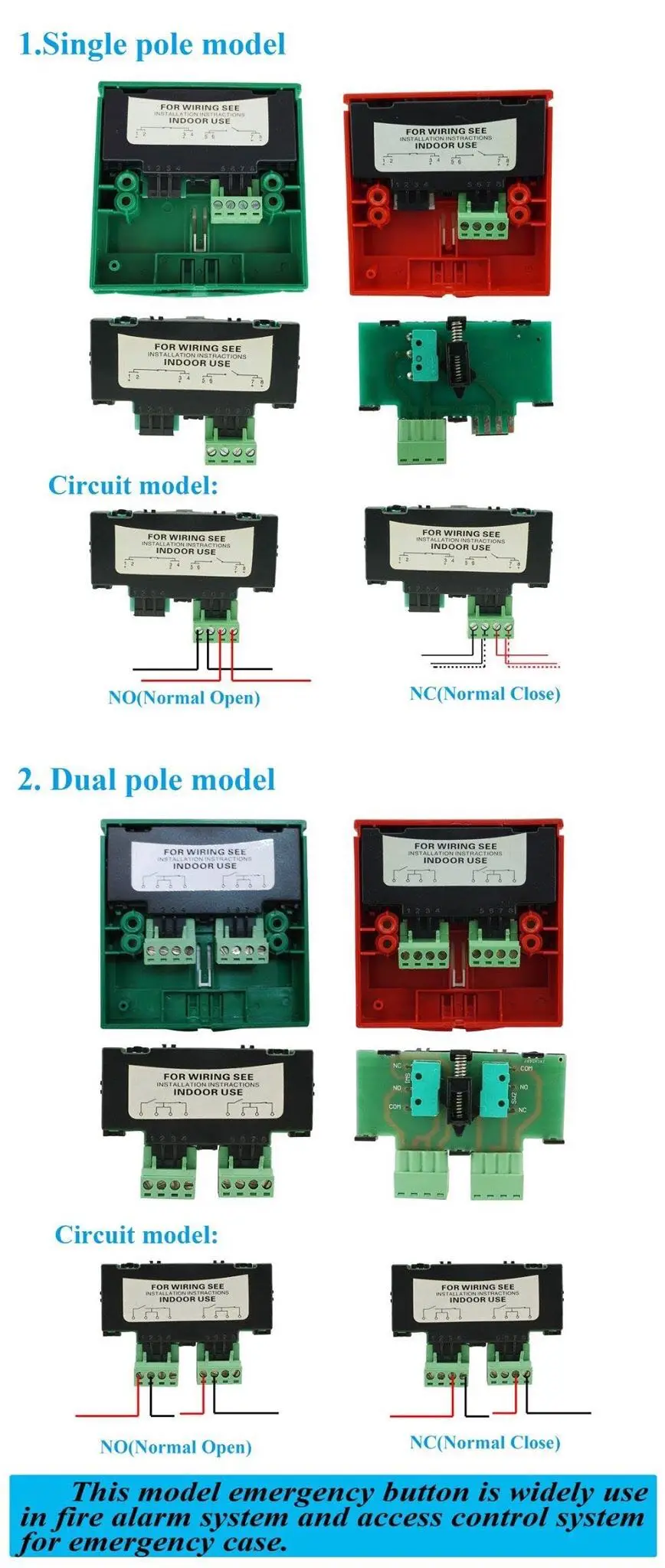 Addressable Fire Alarm SOS Emergency Panic Door Release Exit Button ...