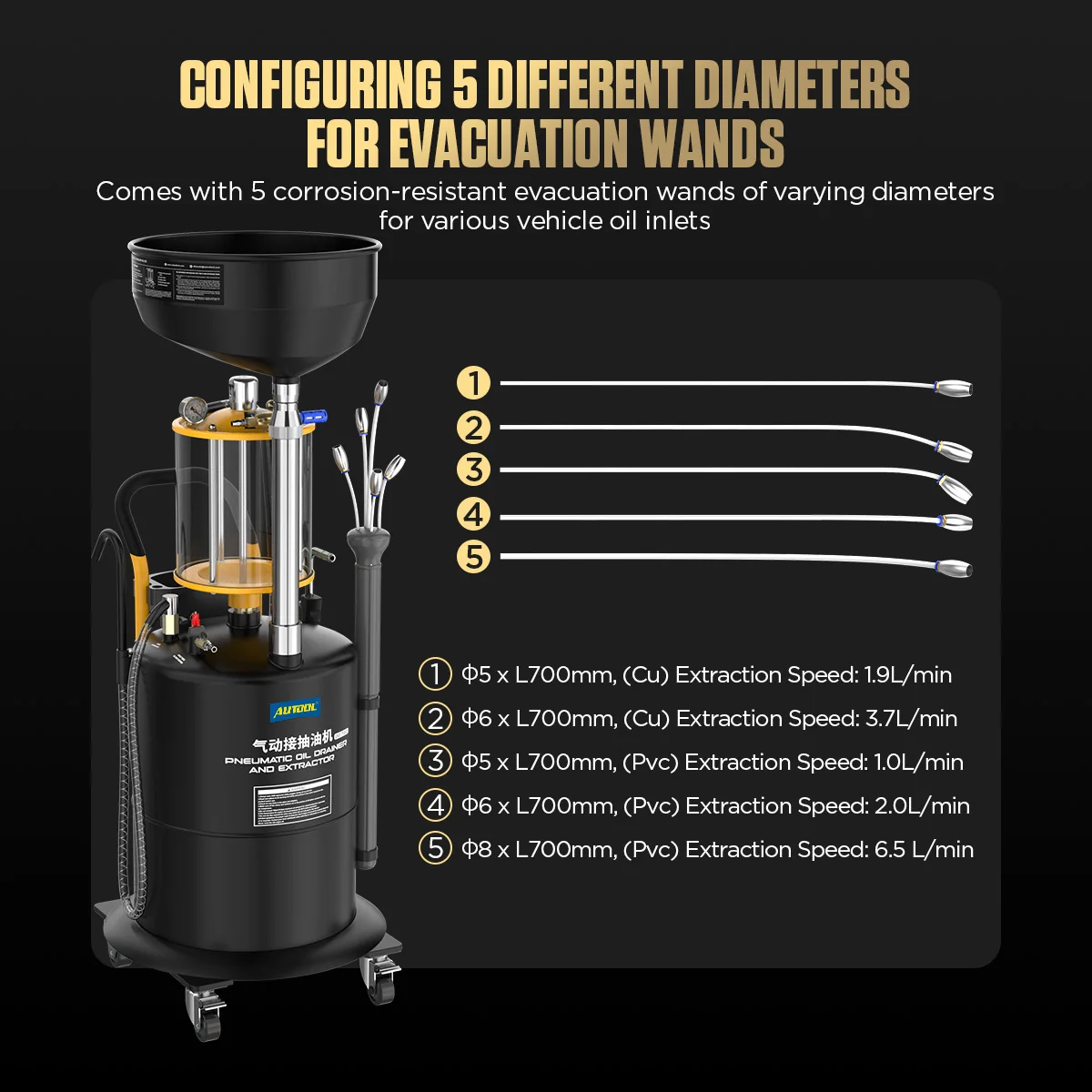 AUTOOL OD720 - Efficient Oil Drain Machine for 70L Tanks