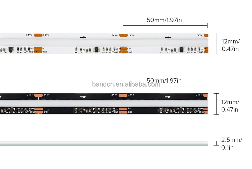 Banqcn FCOB SPI RGB IC LED Light WS2811 Addressable 720 LEDs Black PCB ...