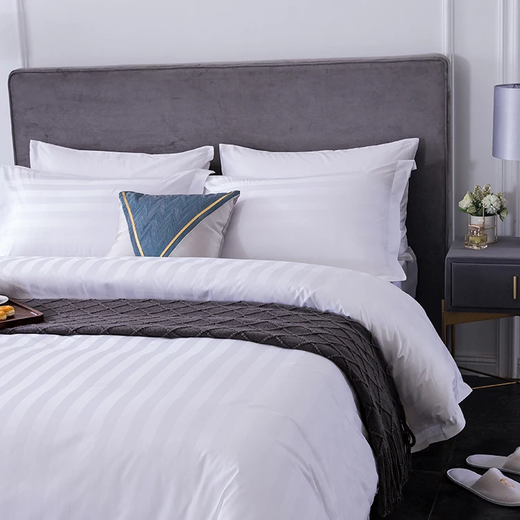 New Design Hotel 3CM Stripe Pure Cotton king Size Bed Sheet 400 Thread ...