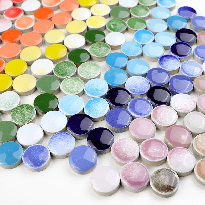 2cm Multicolor Round Ceramic Mosaic DIY Blended Art Tile Colorful ...
