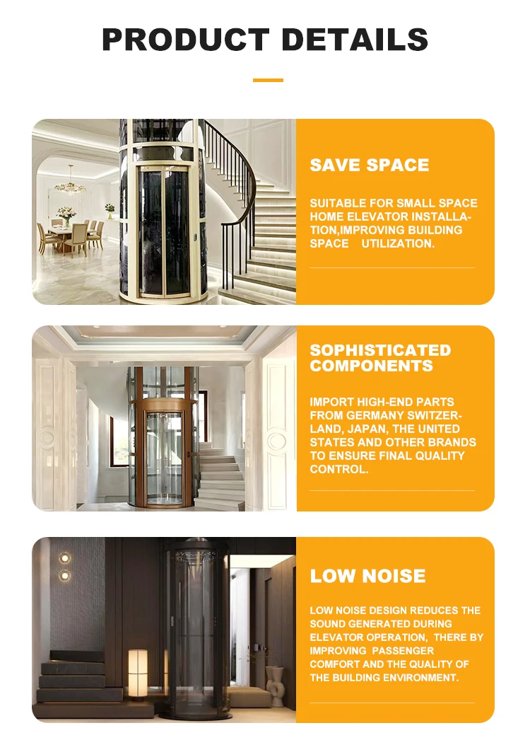 FUJI Round Glass Elevator - Ideal for Villa and Home Use