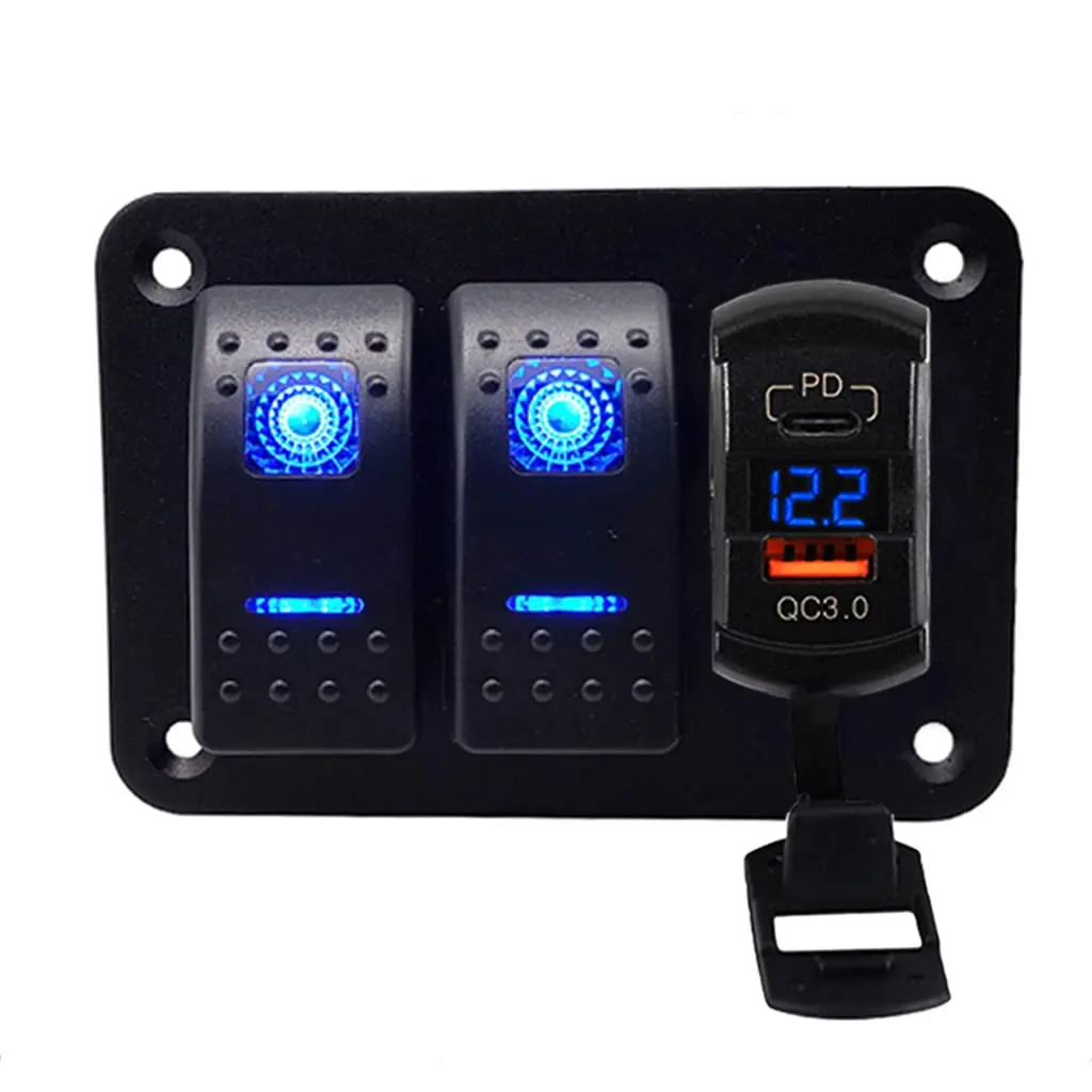 Waterproof Rocker Switch Led Strobe Switch Panel 12v Usb Outlets For ...