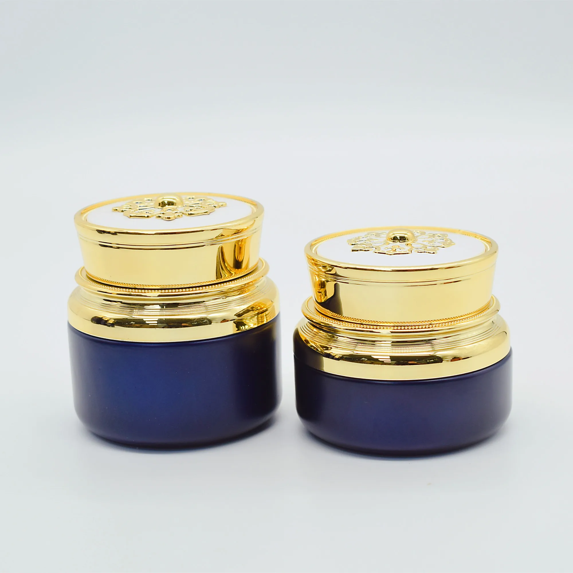 Luxury 1oz 1.7oz Matte Blue Glass Jar Frosted Green Gold Dark Blue ...