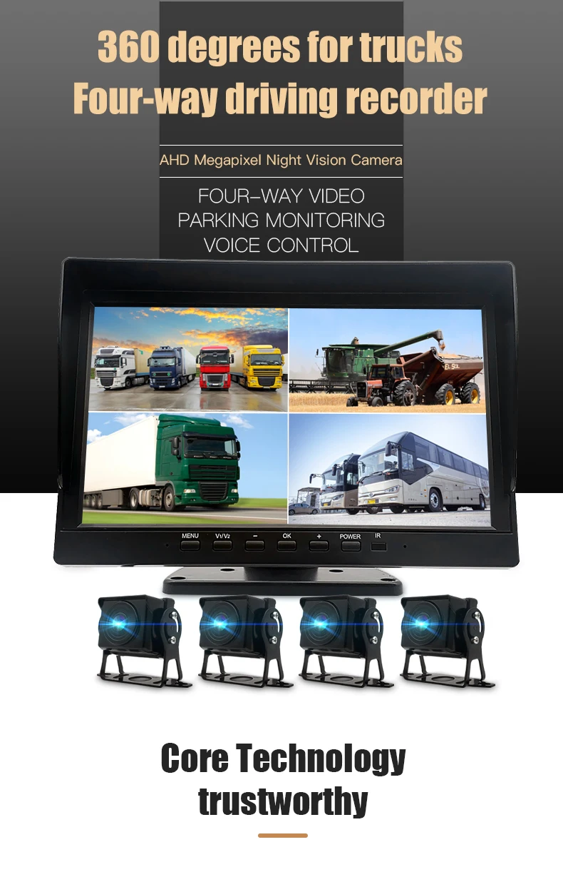 Touchscreen Four Split Truck Car Dash Camera 4k Wifi 1080p Dash Cam 360 ...