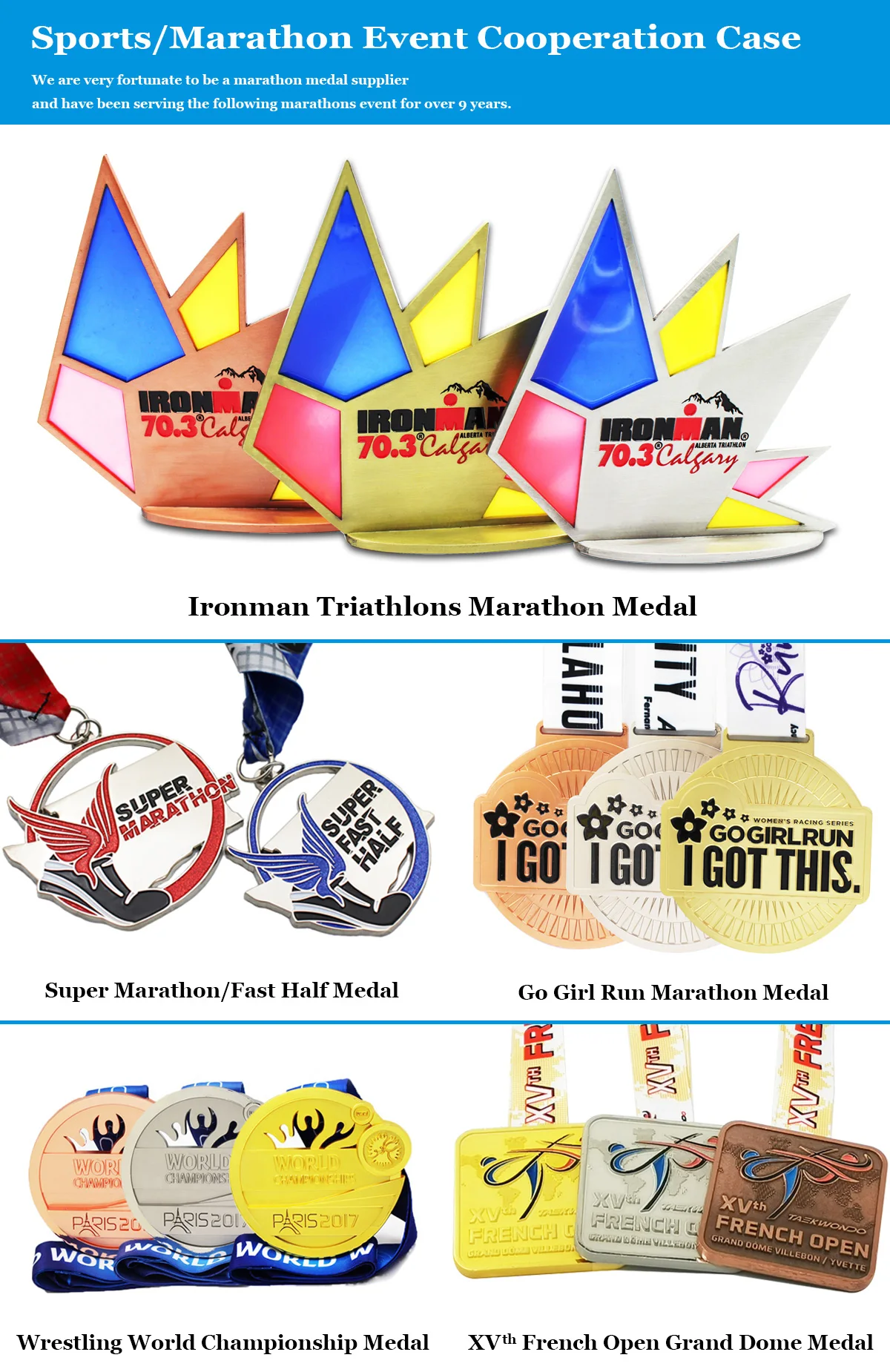 Wholesale Custom Design Marathon Medals Modern Style Metal Sports Award ...
