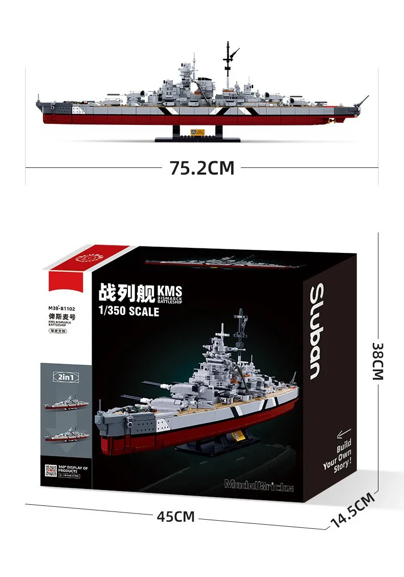 Sluban 2IN1 M38-B1102 Model Warship - Educational Building Block