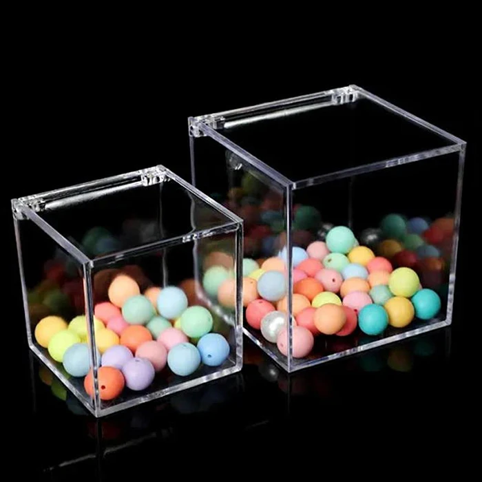 Square Clear Acrylic Cube Display Box Lucite Cube Shaped Box With ...