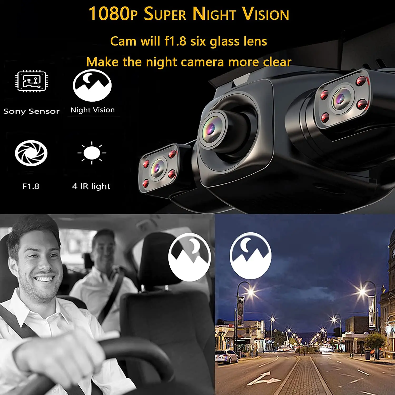 4 Camera 1080P Car DVR Wifi GPS Logger with Night Vision