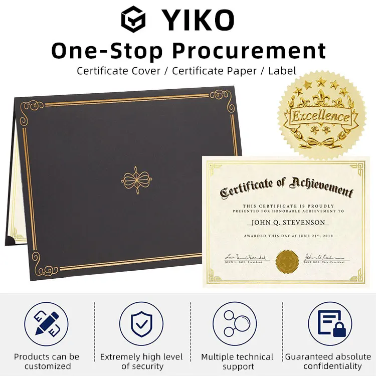 Gold Foil Certificate Paper Of Achievement With Graduation Diploma ...
