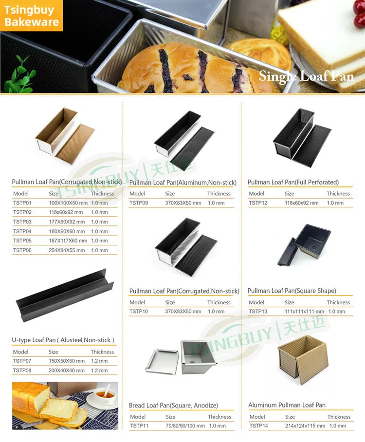 Customized 5-Strap Aluminized Steel Nonstick Pullman Bread Baking Pan Sandwich Multy Cavity ...