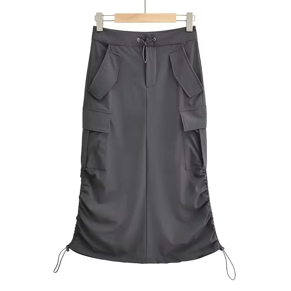 Street Trendsetter New High-waisted Design Drawstring Skirt A-line Midi ...