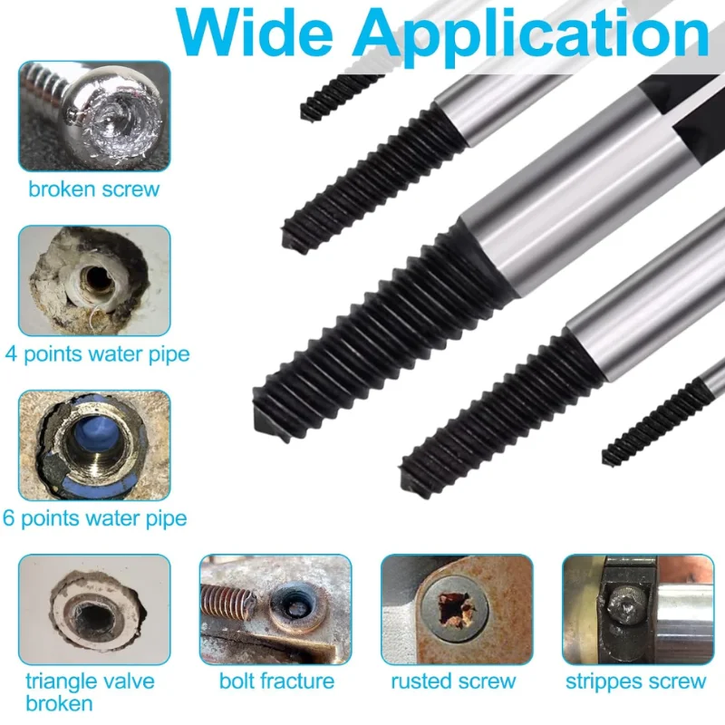 Damaged Bolt Screw Extractor And Remover Set 5pcs 6pcs With Plastic ...