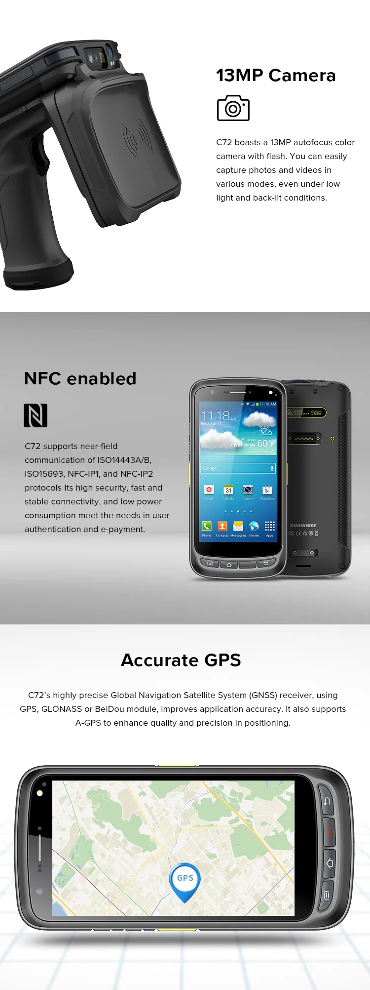 Chainway Rugged C72 Android Handheld UHF RFID Reader