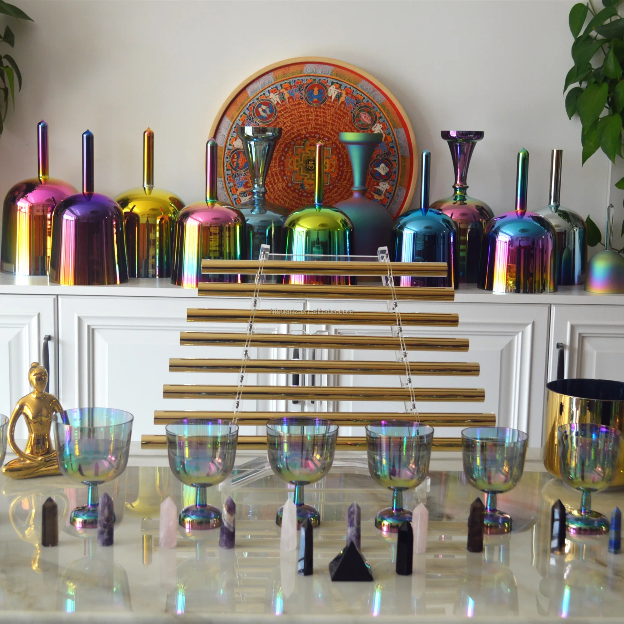 HF Colorful White Quartz Crystal Singing Grail Sound Healing Chalice ...
