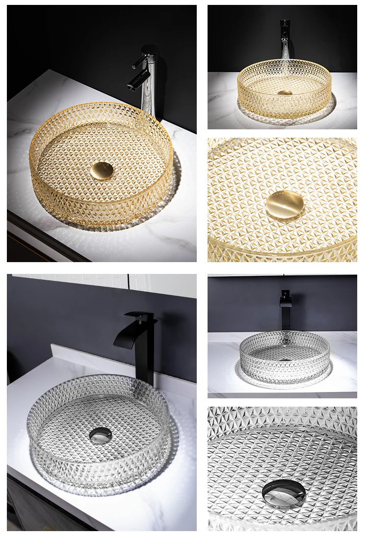 Wholesale Crystal Colorful Art Hand Wash Countertop Basin