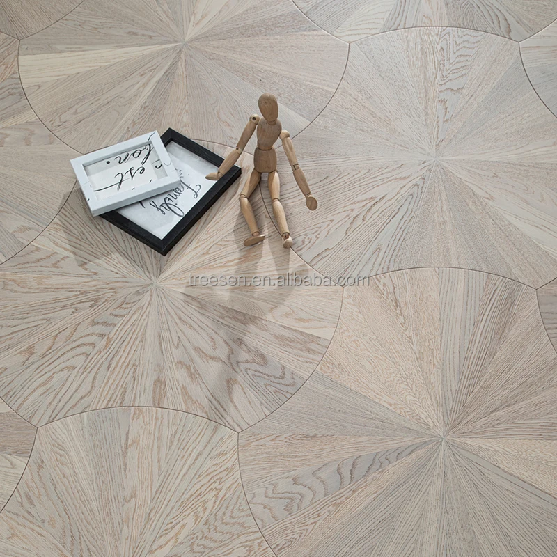 Black Color Design Oak Wood Flooring Curved Leaf Lotus Round Hexagon ...