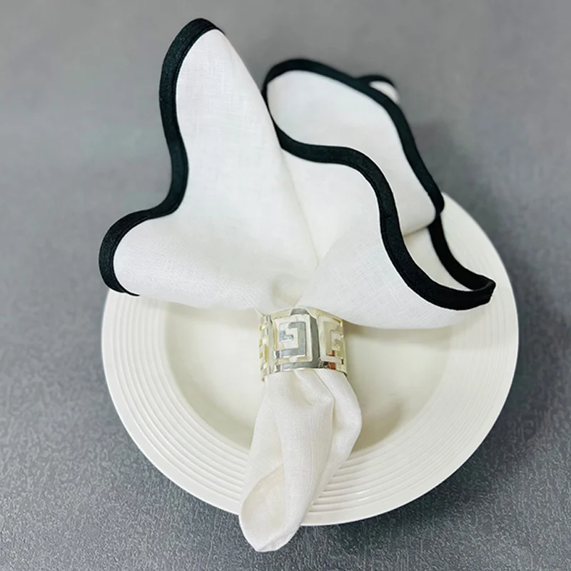 Wholesale Embroidered Icon Scalloped Edge Placemat Linen Napkins 100% ...