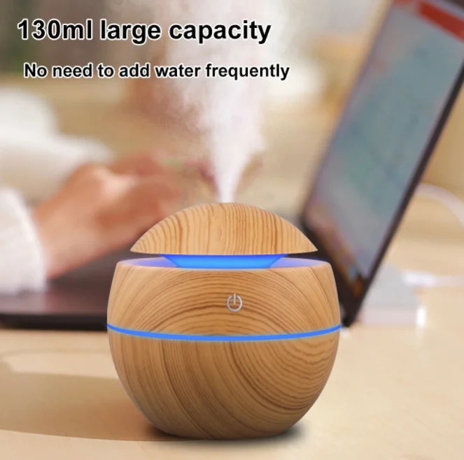 Humidifier Electric Air Aroma Diffuser Wood Ultrasonic 130ML