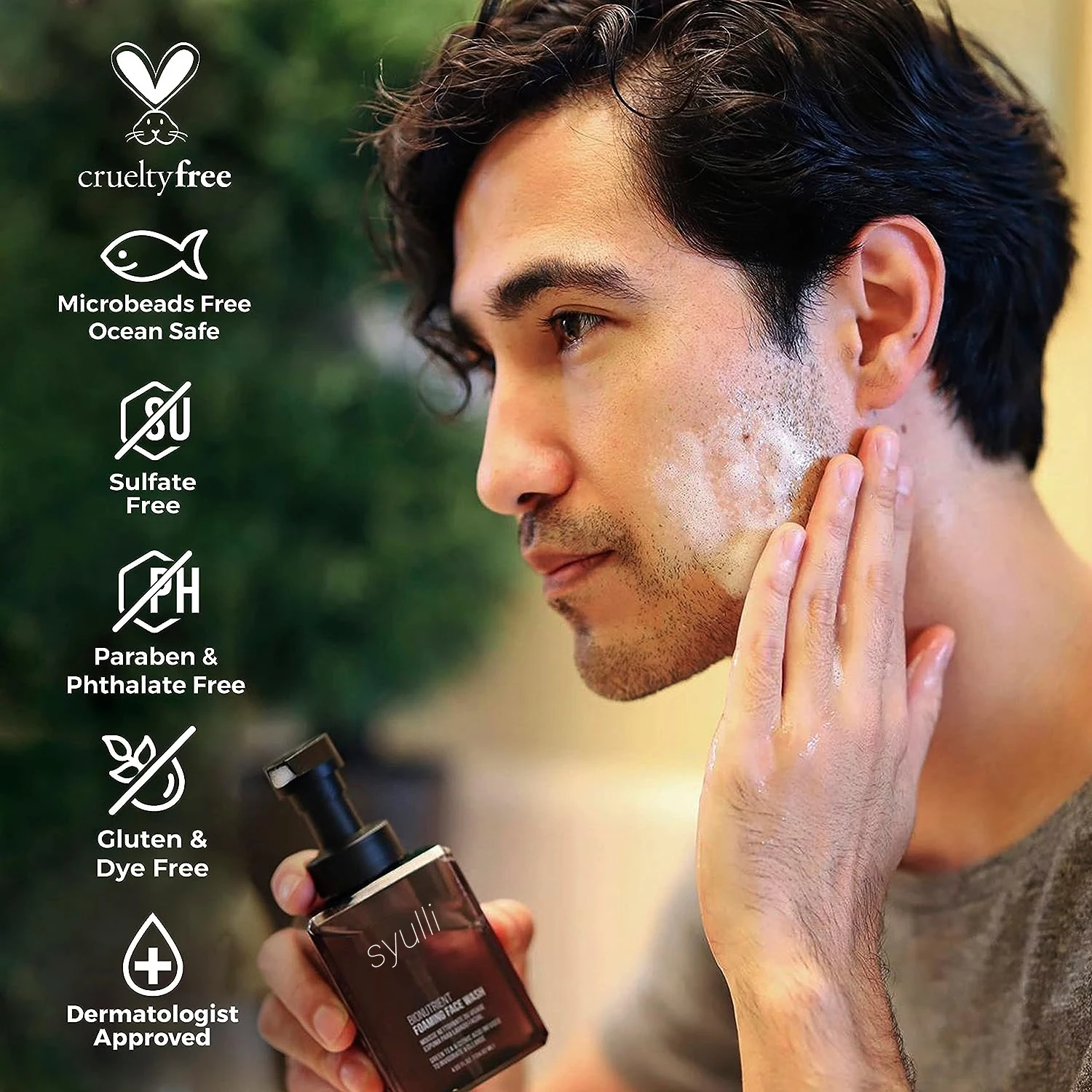 Natural Organic Green Tea Acne Facial Cleanser Deep Cleanse Foaming Men ...