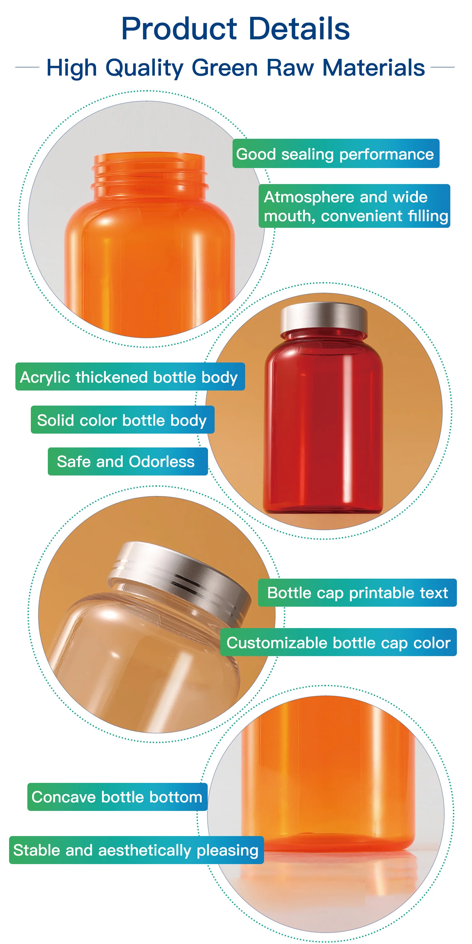 175ml Food Grade Capsule Bottles Pet Plastic Sealed Bottles Single ...