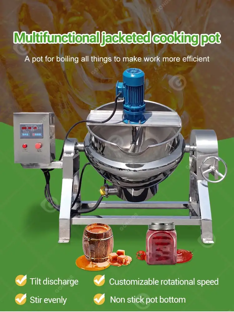 High Efficiency Boiler Sugar Caramel Jam Cooker Tilt Agitator
