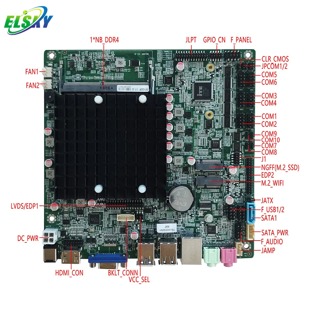 用于电脑M100F的ELSKY主板组合，带中央处理器阿尔德湖N100 N97 N95 N305 DDR4最大16G 2/6/10 * COM ...