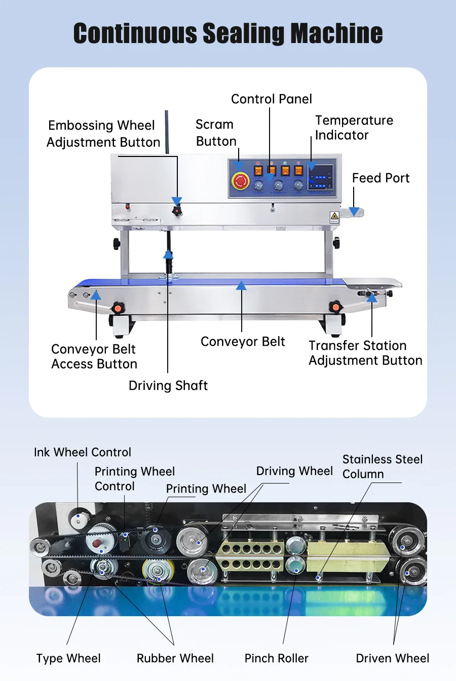Vertical Continuous Bag Sealer Sealing Machine with Ink Wheel Date Code ...