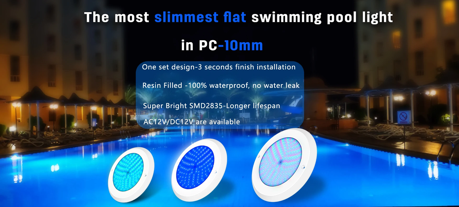 2024 Poolux IP68 12V AC/DC Color Changing Pool Lights