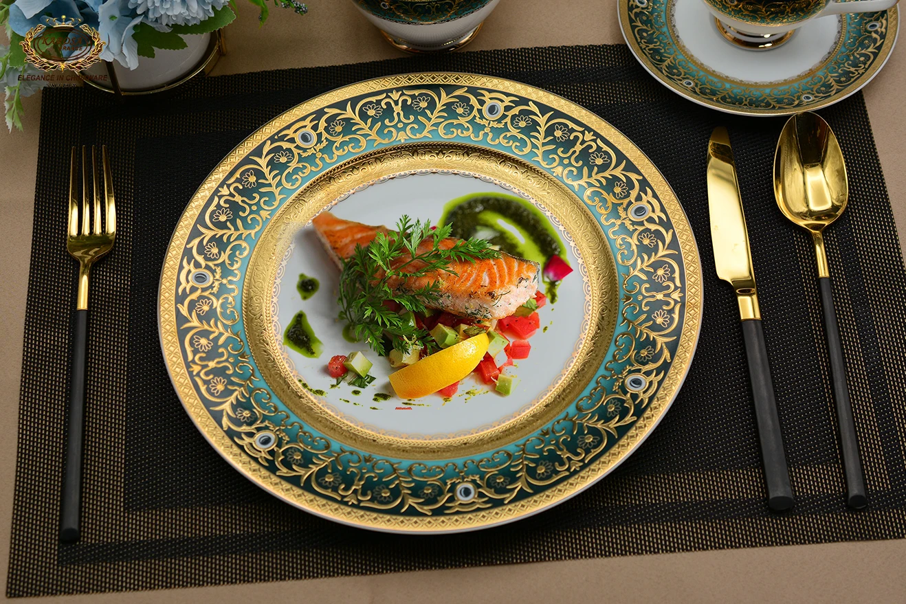 KAROSA Luxury Dinnerware - Elegant Green Porcelain Sets