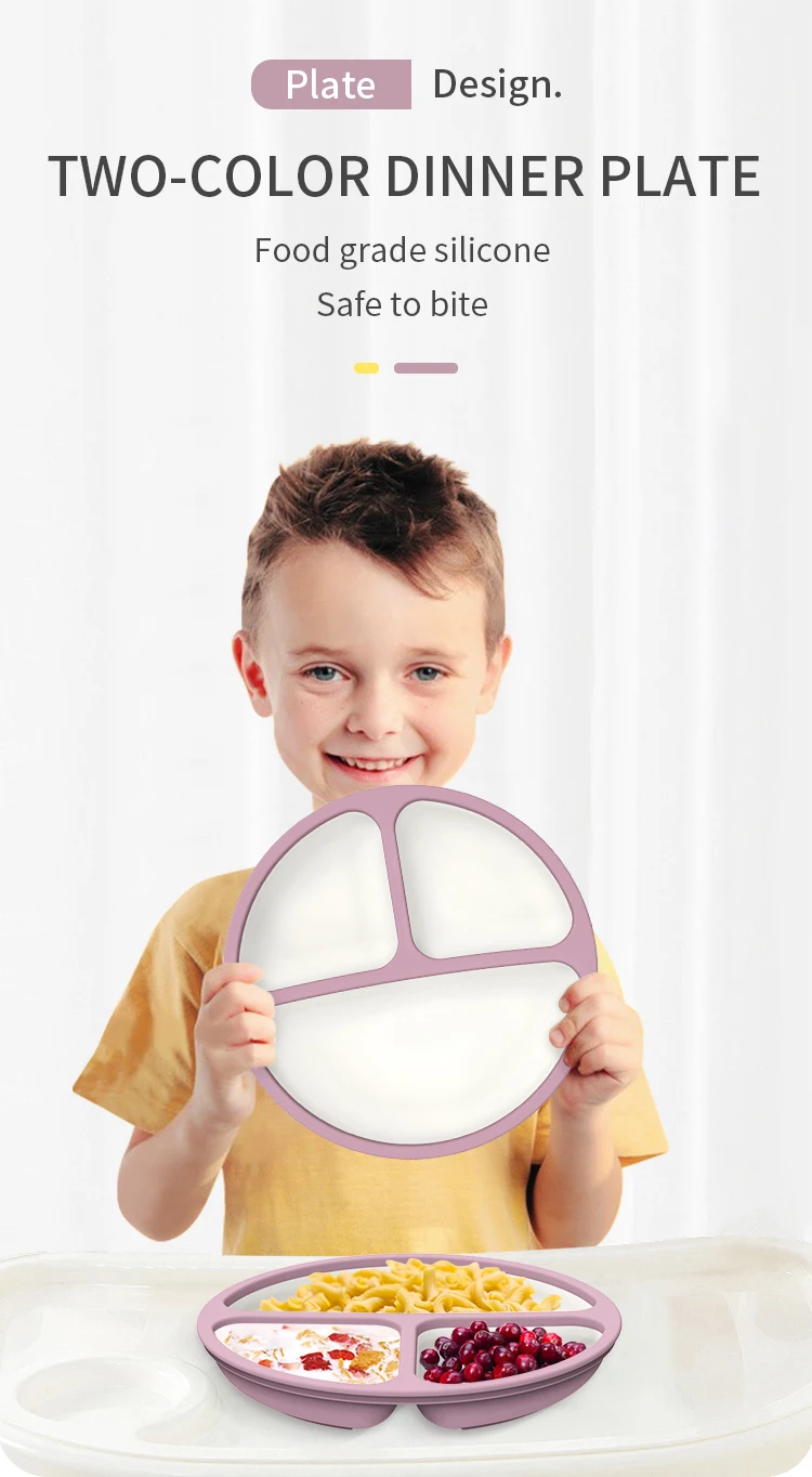 Wellfine Bpa Free Suction Silicone Baby Divided Plate for Kids Children ...