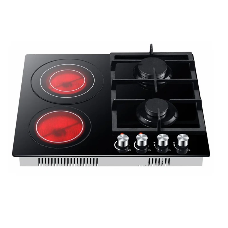 Tempered Glass 76cm Built In Infrared 2 Ceramic Hob With 2 Burner Gas ...
